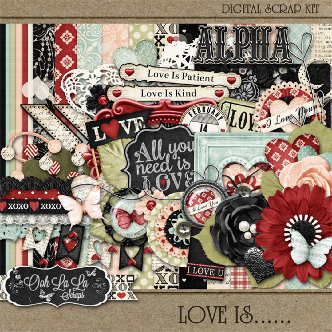 Valentine, Love Is, Digital Scrapbooking Kit, Holiday - Etsy