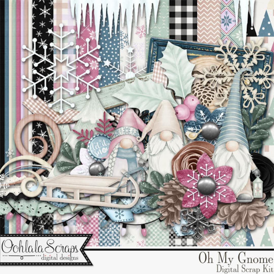 Oh My Gnome 12x12 Winter Digital Scrapbook Kit - Etsy