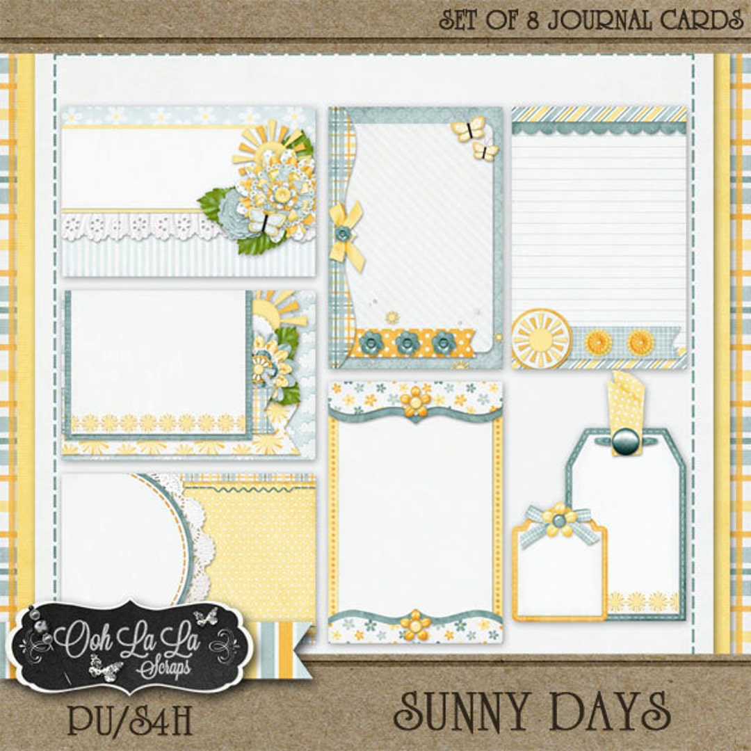 Journal Cards - Sunny Days Digital Scrapbook Kit Journal and Pocket ...
