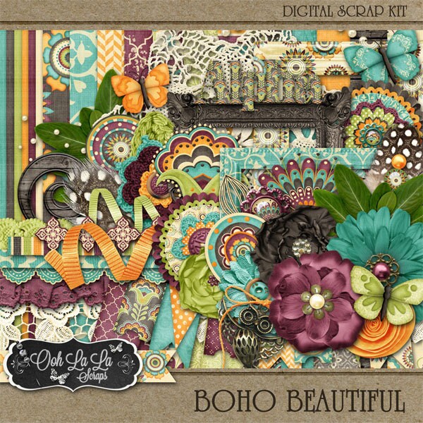 Digital Scrapbooking Boho Beautiful Collection - Digital Scrapbook Kit ...