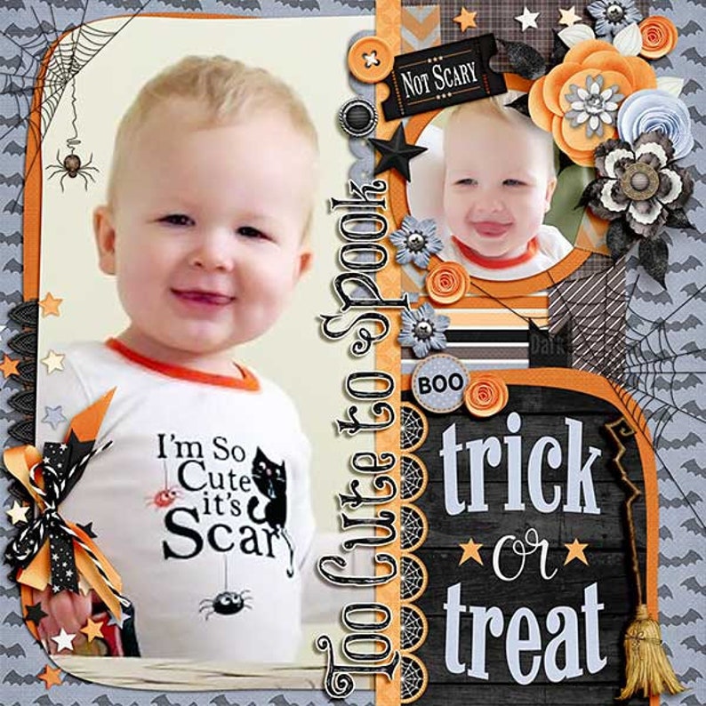 Not So Spooky Halloween Holiday 12x12 Digital Scrapbook Kit | Etsy
