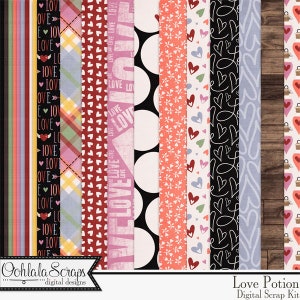Valentine, Love Potion 12x12 Digital Scrapbook Kit, Papers ...