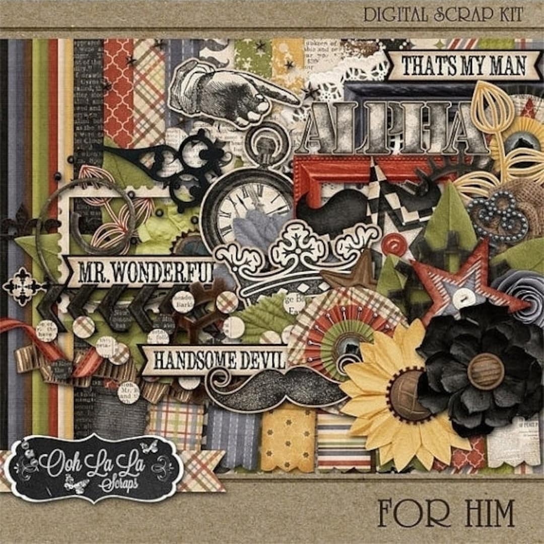 Digital Scrapbooking for Him Digital Scrapbook Kit Etsy