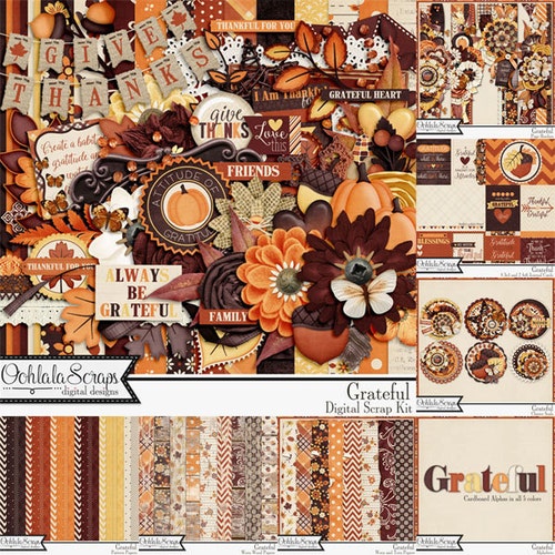 Grateful Thanksgiving Fall Digital Scrapbooking Holiday Kit - Etsy