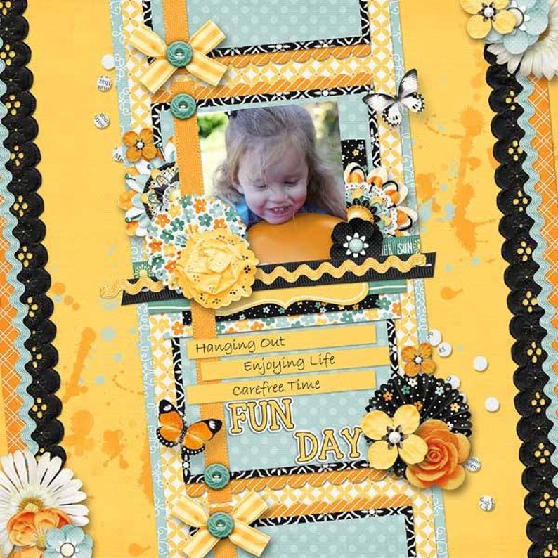 Summer Sun Digital Scrapbook Kit Scrapbooking Elements and | Etsy