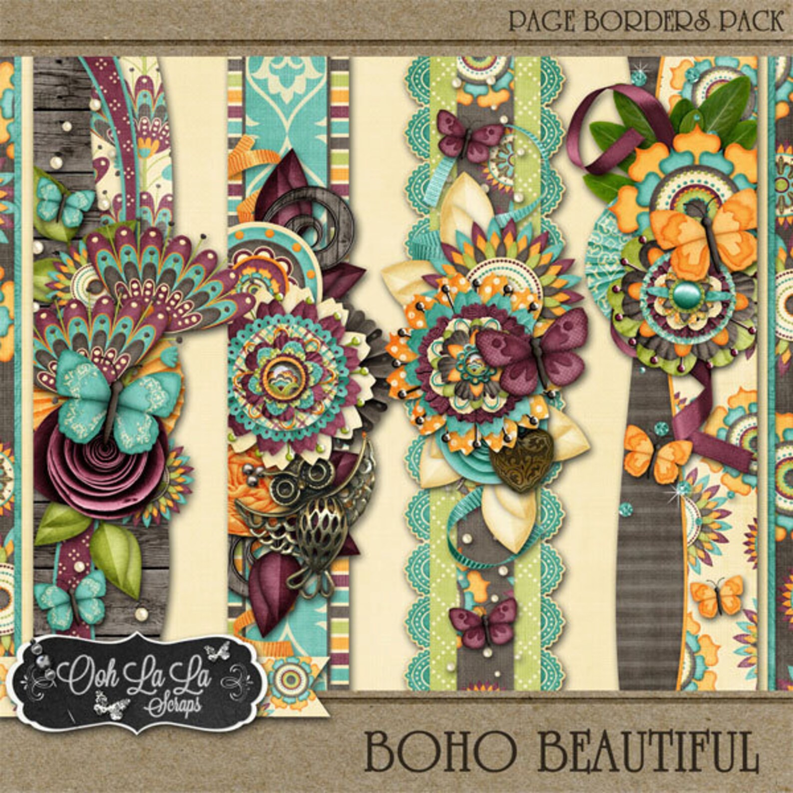Page Borders Digital Scrapbooking Boho Beautiful Page - Etsy