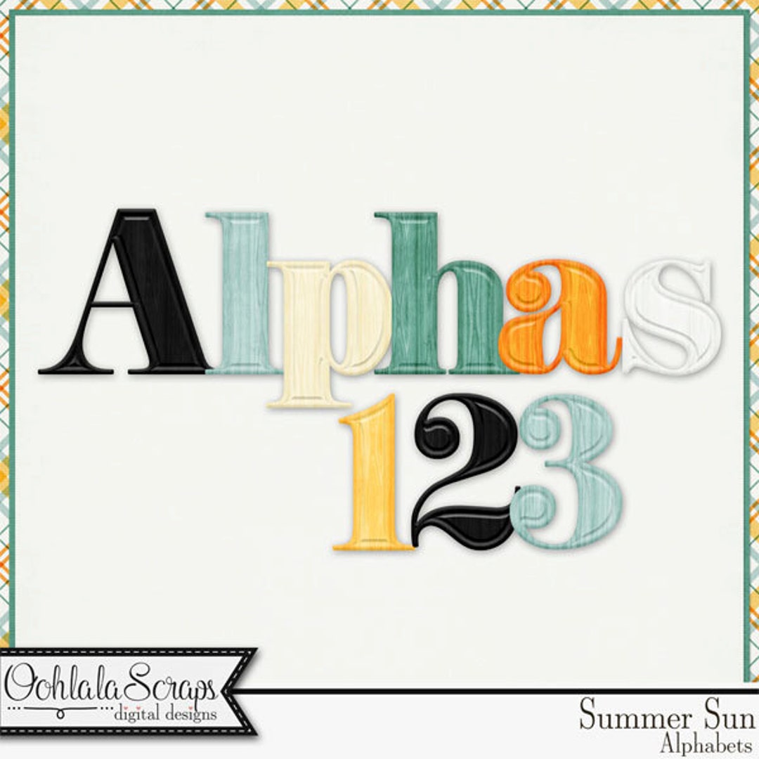 Alphabets - Summer Sun, Digital Scrapbook Kit, Scrapbooking Elements ...