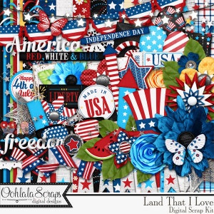 Land That I Love 12x12 Digital Scrapbook Kit, Patriotic, Summer - Etsy