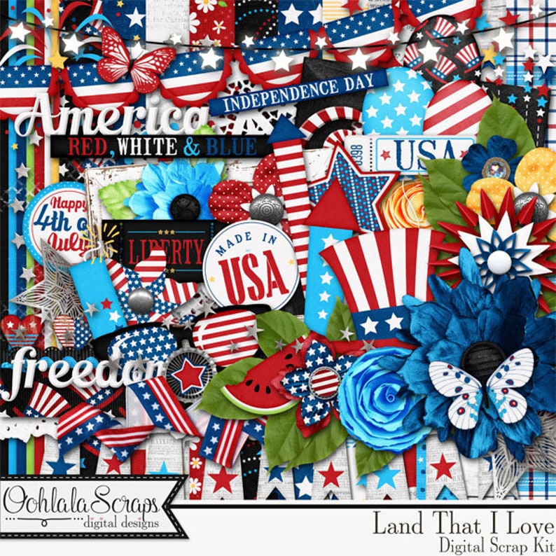 Land That I Love 12x12 Digital Scrapbook Kit Patriotic - Etsy