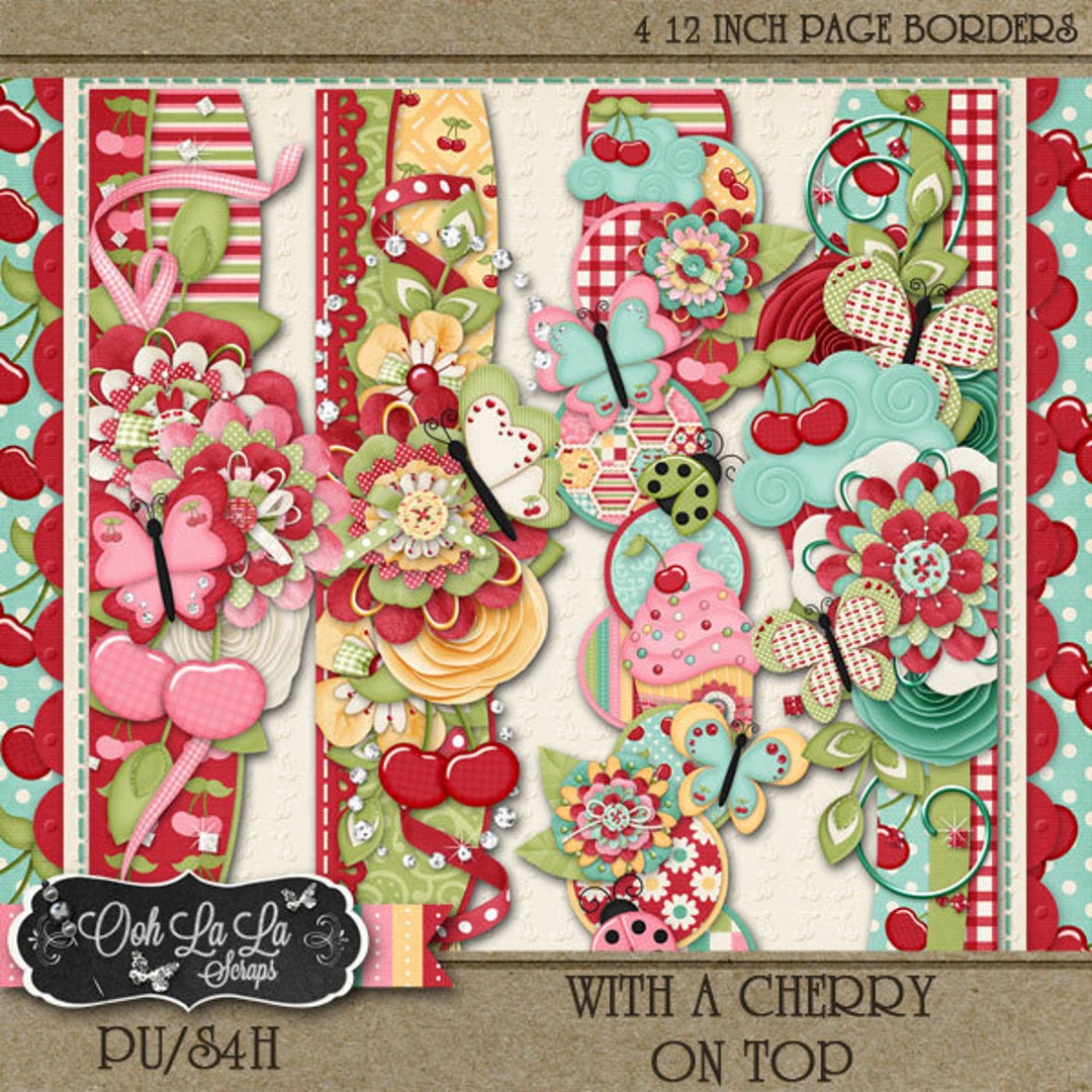 Page Borders - With A Cherry on Top 12 Inch Page Borders Digital ...
