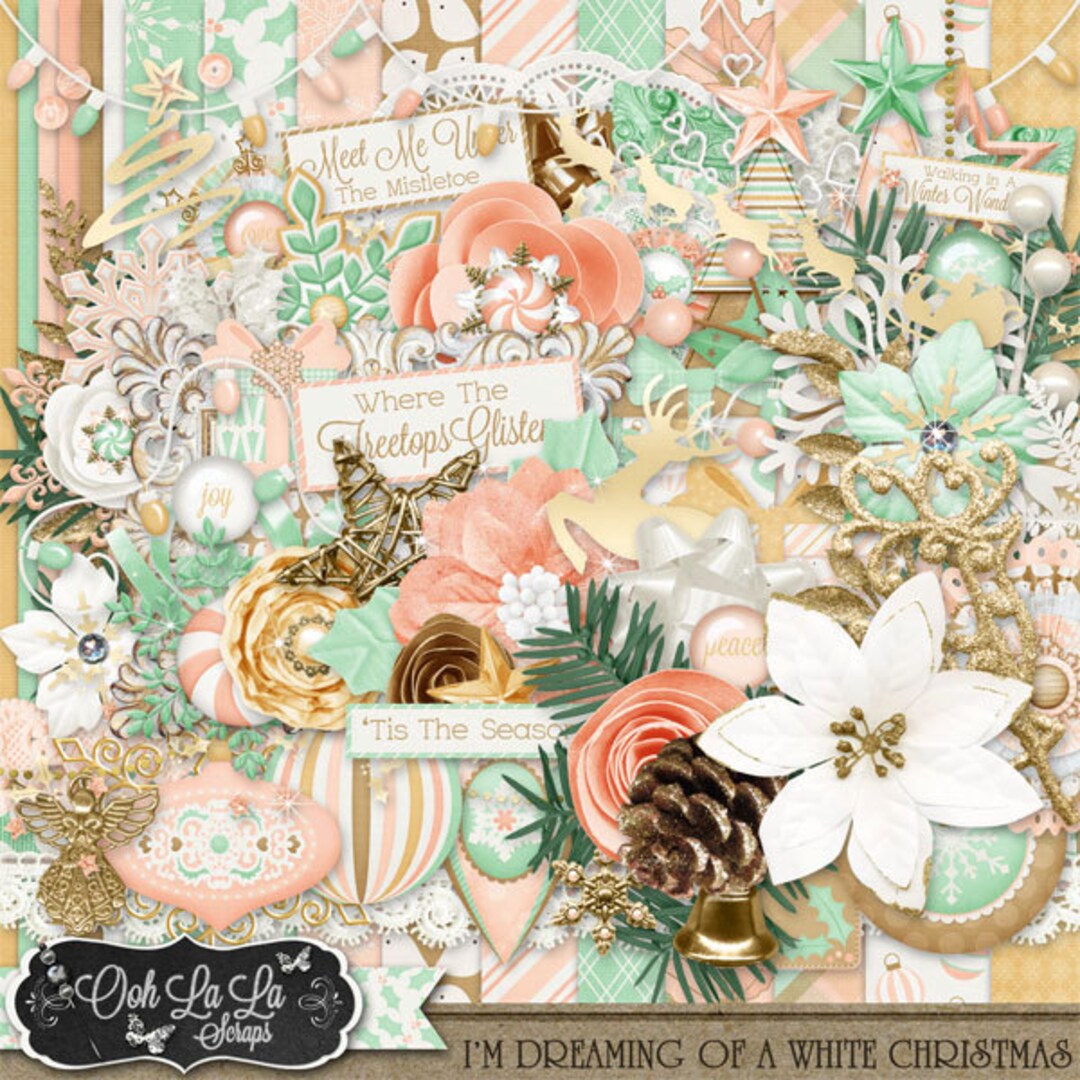 White Christmas Digital Scrapbooking Holiday Kit - Etsy