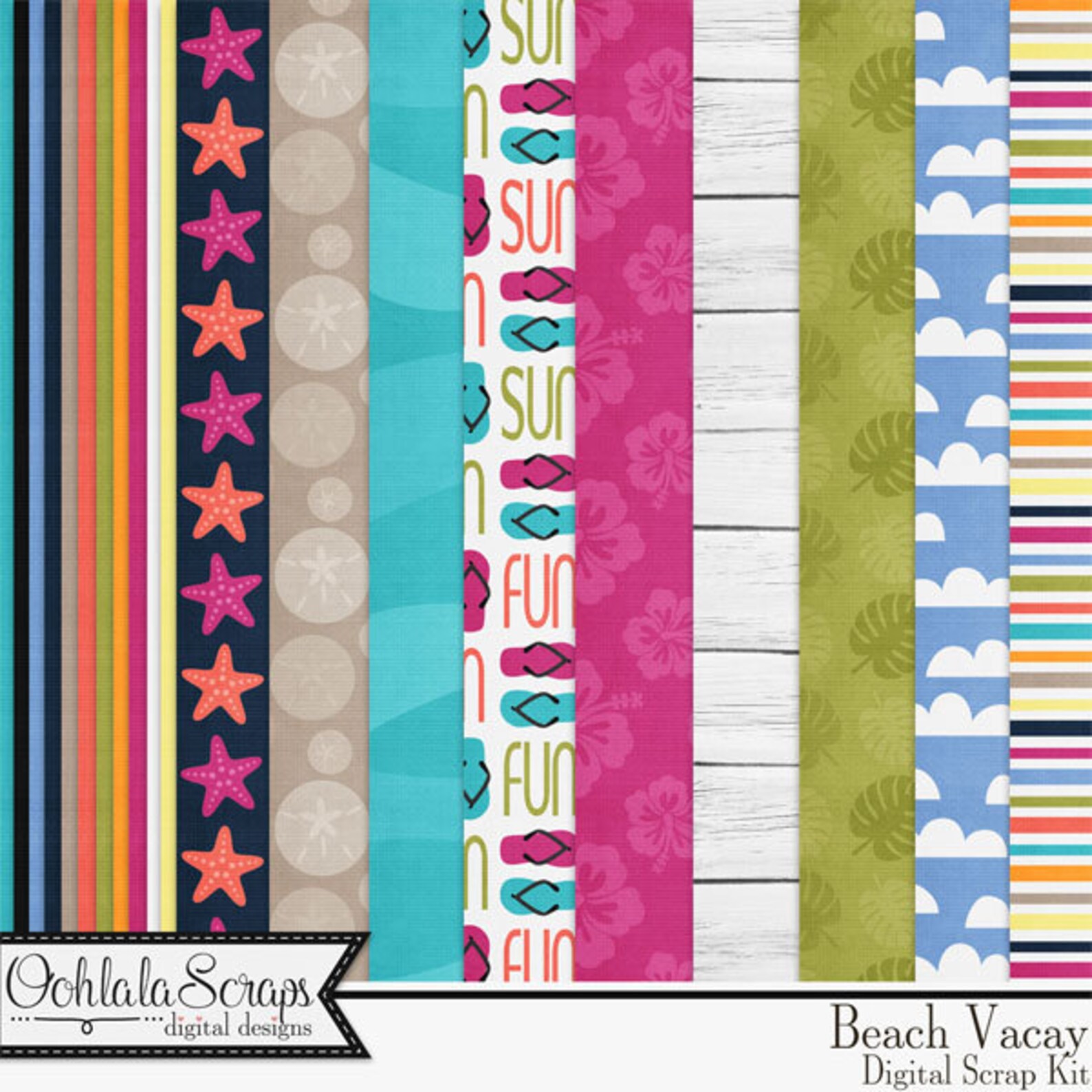 Beach Vacay Digital Scrapbook Kit, Summer - Etsy