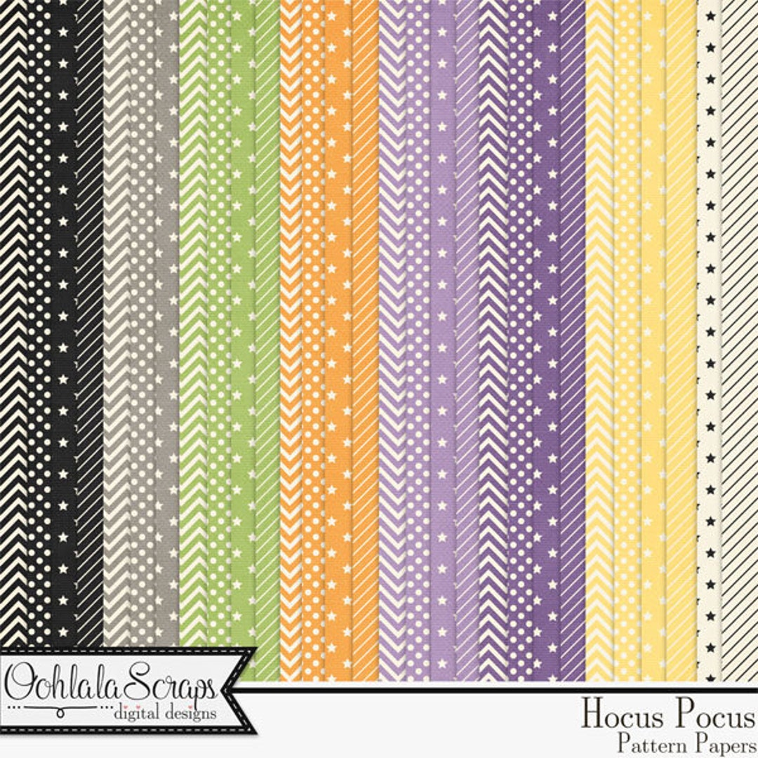Hocus Pocus Halloween 12x12 Pattern Papers and Backgrounds, Digital ...