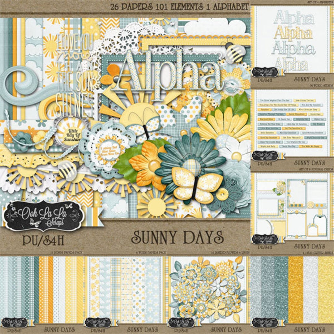 Sunny Days Digital Scrapbook Kit Collection - Digital Scrapbooking - Etsy