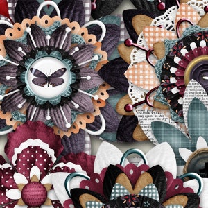 Beautiful Soul Layered Flowers Elements, Embellishments, Digital ...