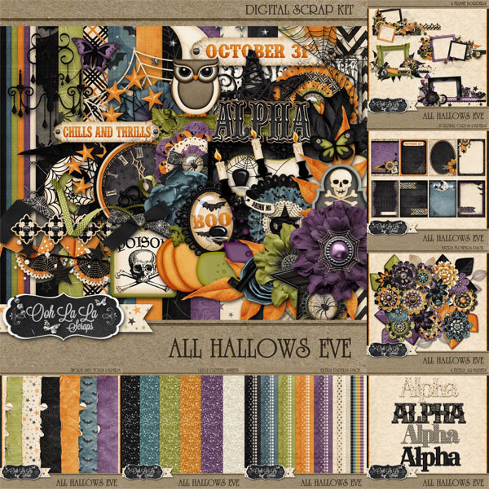 Halloween All Hallows Eve Digital Scrapbook Kit Collection - Etsy