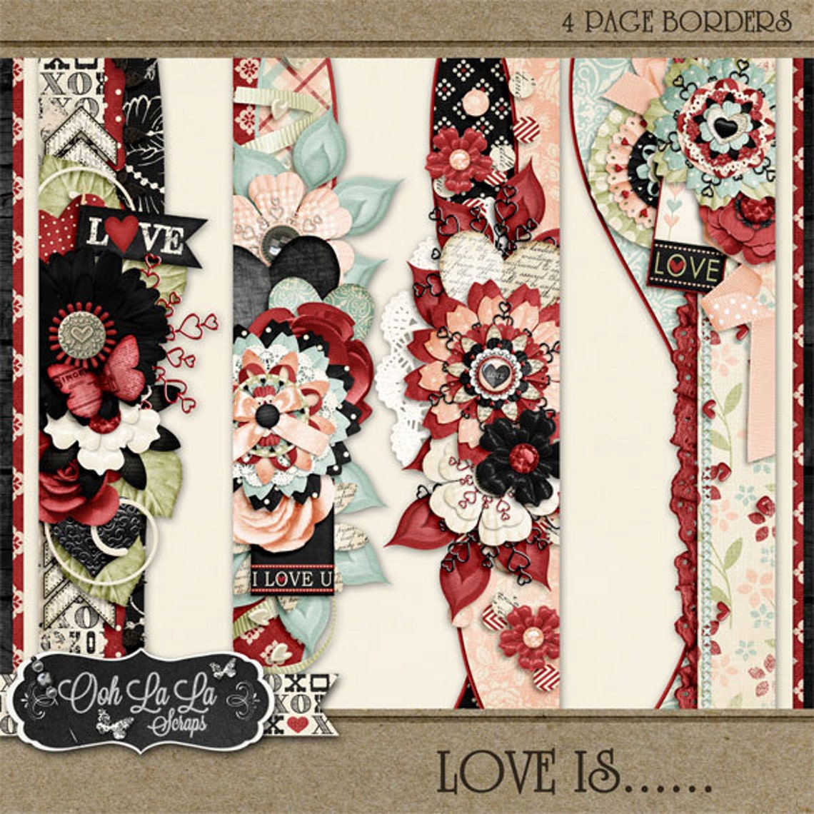 Page Borders Valentine Love is 12inch Page Borders Digital - Etsy