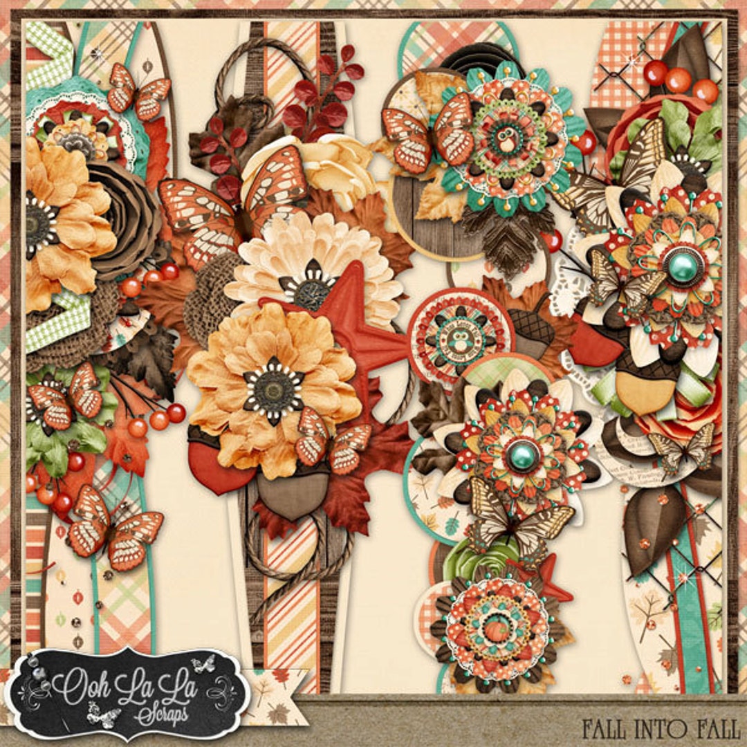 Fall Into Fall, Autumn Page Borders, Digital Scrapbook Kit ...