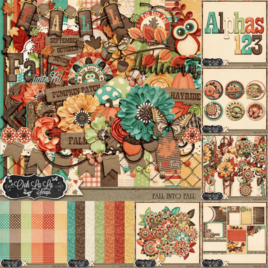 Fall Into Fall, Autumn Digital Scrapbook Kit and Collection ...
