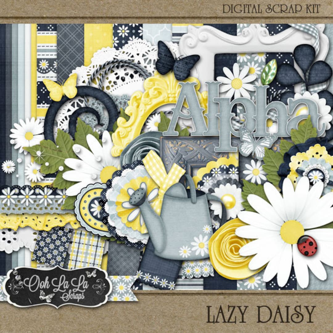 Lazy Daisy 12x12 Digital Scrapbook Kit - Etsy