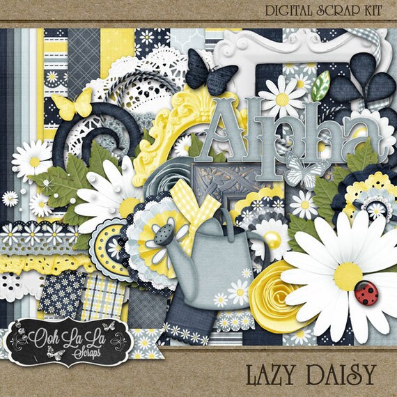 Lazy Daisy 12x12 Digital Scrapbook Kit - Etsy