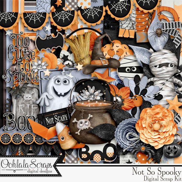 Not So Spooky Halloween Holiday 12x12 Digital Scrapbook Kit | Etsy