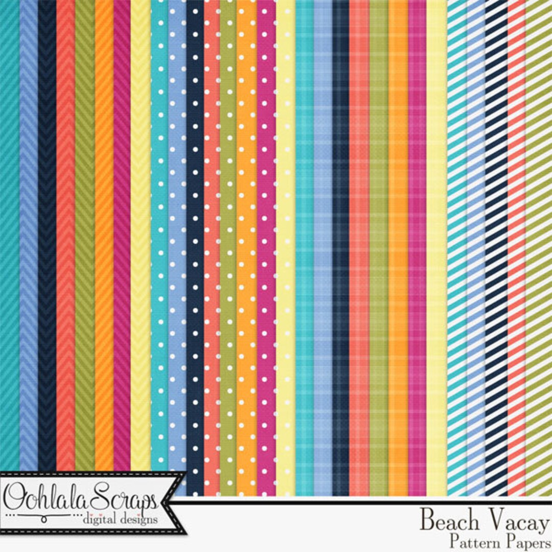 Beach Vacay 12x12 Pattern Papers Digital Scrapbook Kit, Summer - Etsy
