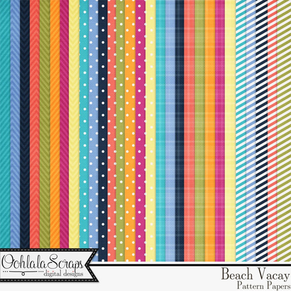 Beach Vacay 12x12 Pattern Papers Digital Scrapbook Kit, Summer - Etsy