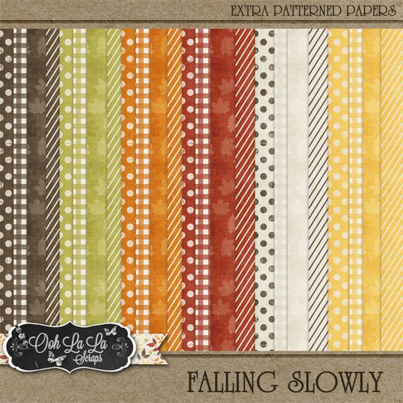 Autumn Falling Slowly Fall 12x12 Patterned Papers Digital - Etsy