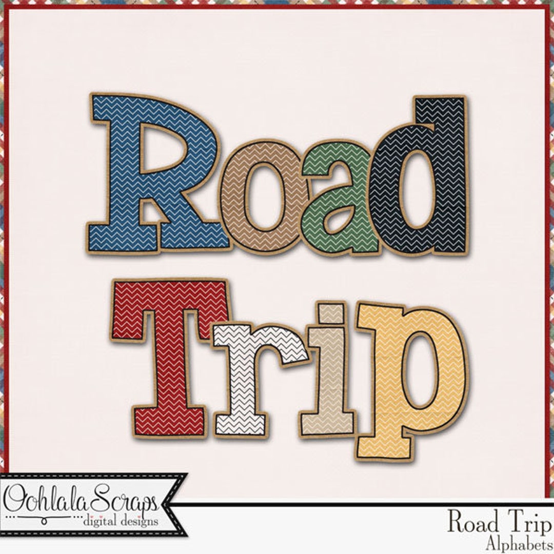 Road Trip Alphabet Embellishments, Digital Scrapbooking Kit, Vacation ...