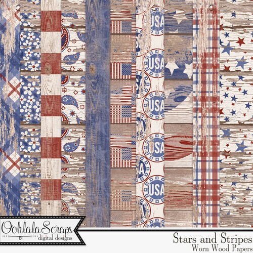 Vintage 4th of July Digital Paper Stars and Stripes - Etsy