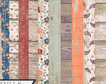Pumpkin Spice Fall Autumn 12x12 Worn Wood Shabby Pattern Papers and ...