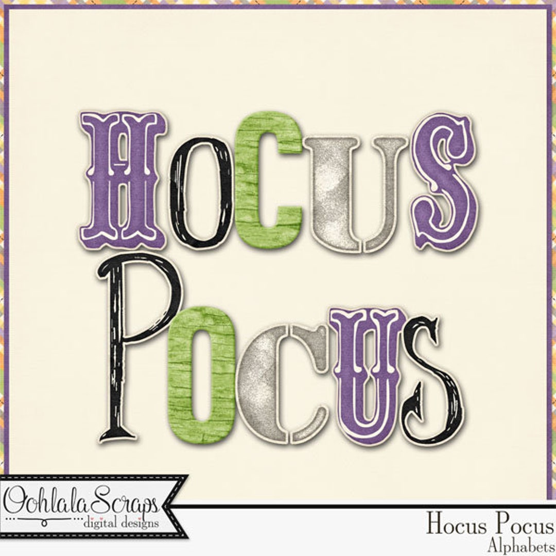 Hocus Pocus Halloween Alphabet Embellishments Digital - Etsy