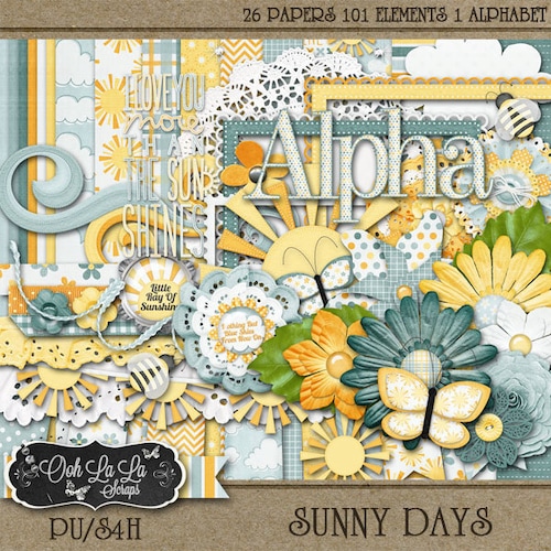 Summer Sun Digital Scrapbook Kit Scrapbooking Elements and - Etsy
