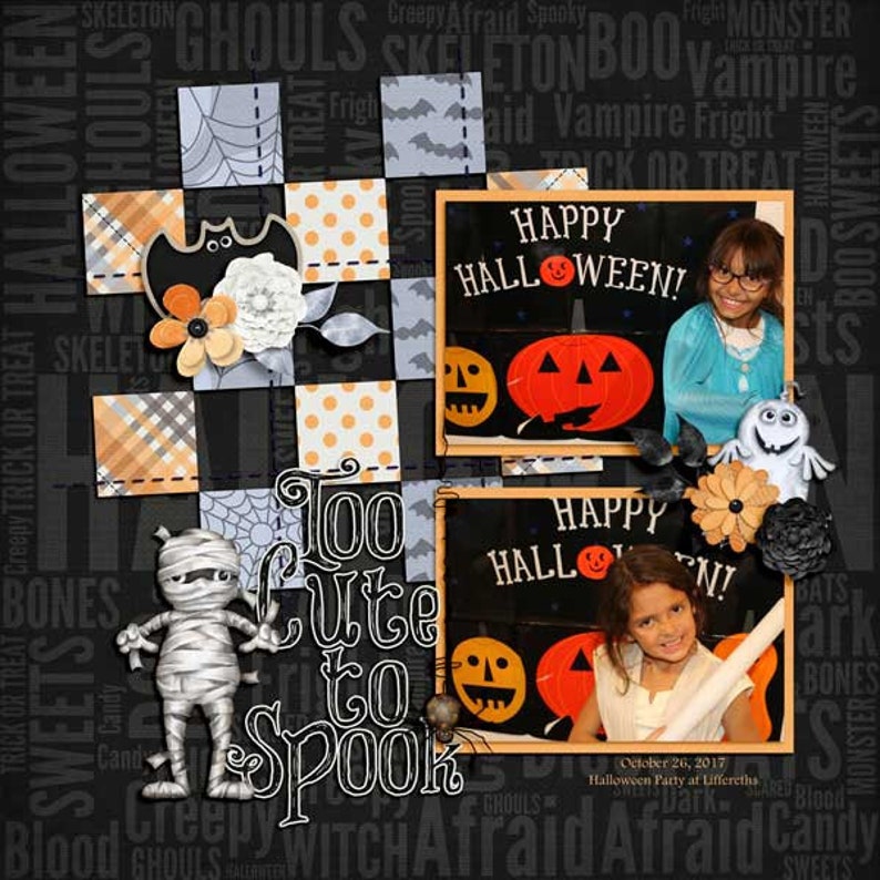 Not so Spooky Halloween Holiday 12x12 Digital Scrapbook Kit - Etsy