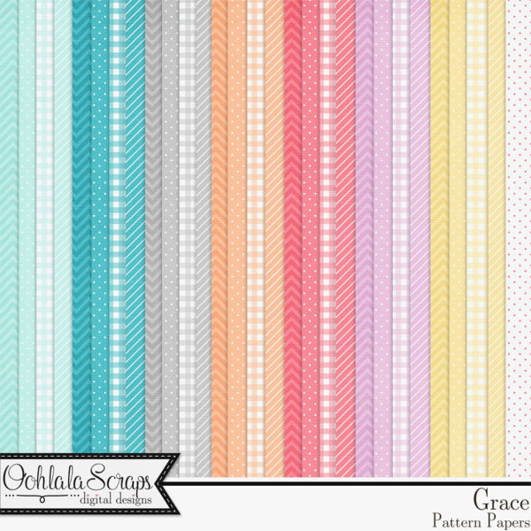 Digital Scrapbook Kit, Grace 12x12 Pattern Papers,downloadable - Etsy