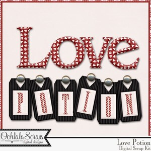 Valentine, Love Potion 12x12 Digital Scrapbook Kit, Papers ...