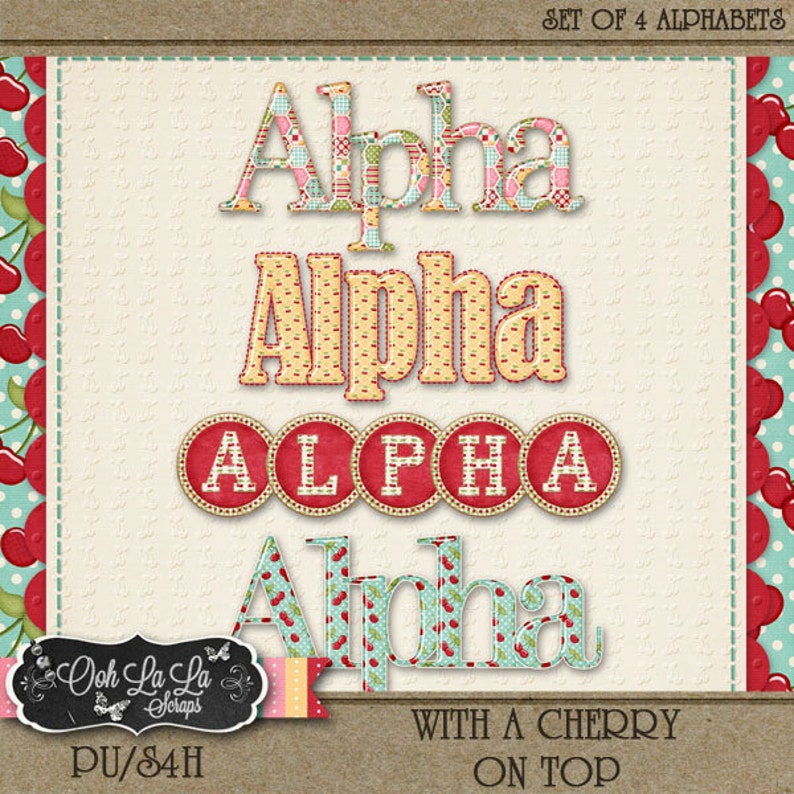 Alphabets With A Cherry on Top Alphabets Digital Scapbook | Etsy