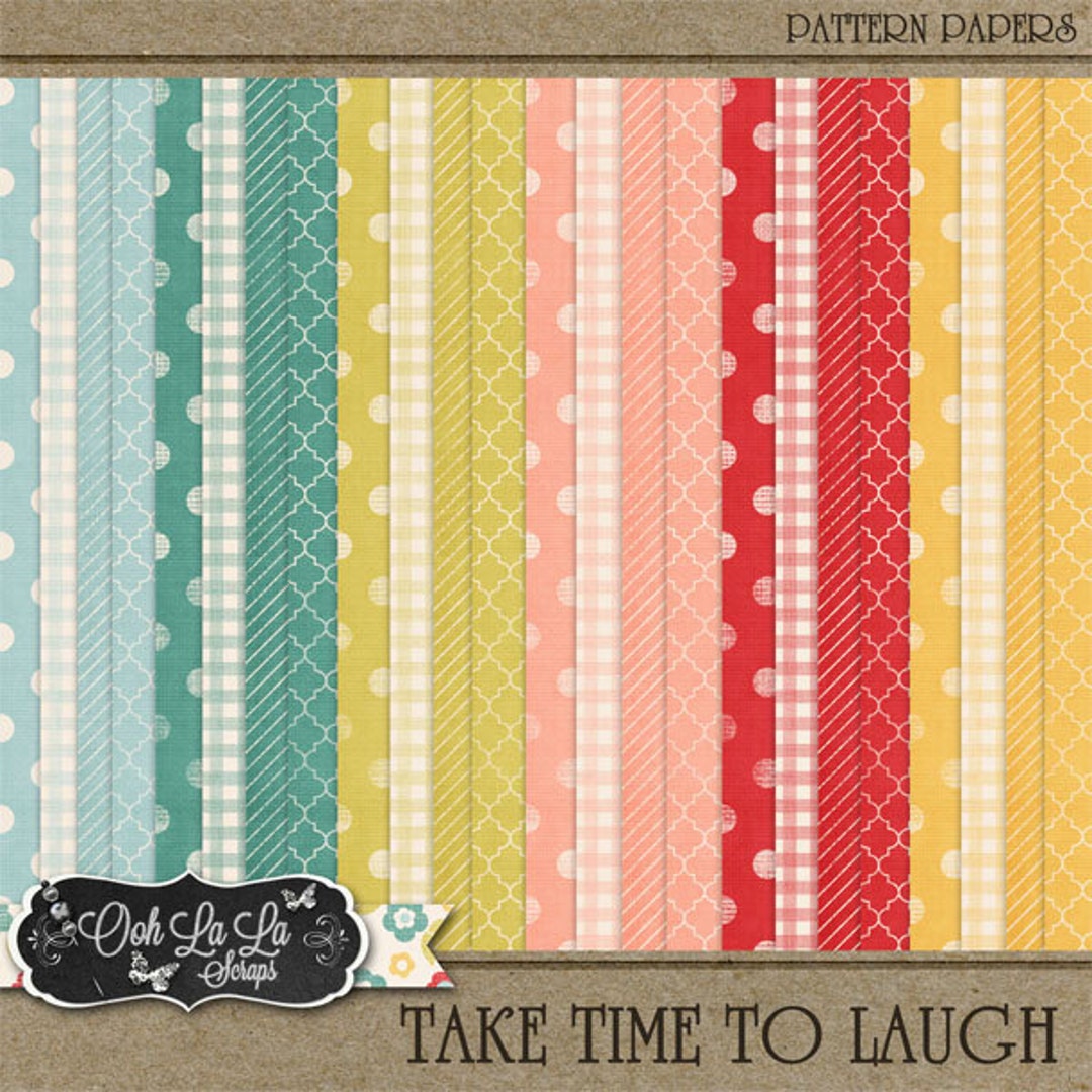 Take Time to Laugh Patterned Background Papers, Polkadots, Gingham ...