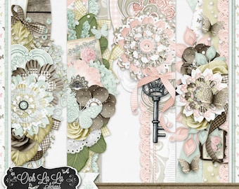 Floral Digital Scrapbook Kit Clip Art Digital Scrapbooking - Etsy