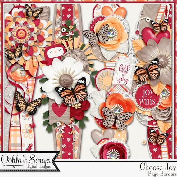 Choose Joy Page Borders Embellishments for Digital - Etsy