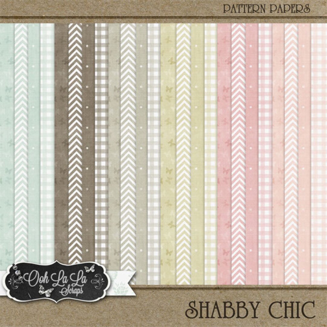 Shabby Chic,patterned 12x12 Papers,backgrounds,digital Scrapbook Kit ...