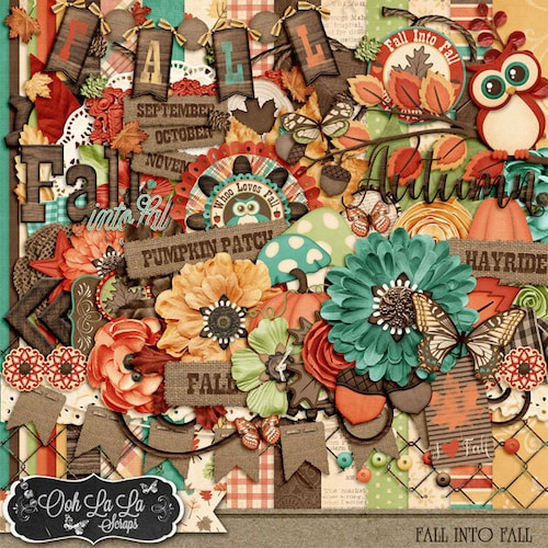 Pumpkin Spice Fall Autumn Digital Scrapbook Kit - Etsy