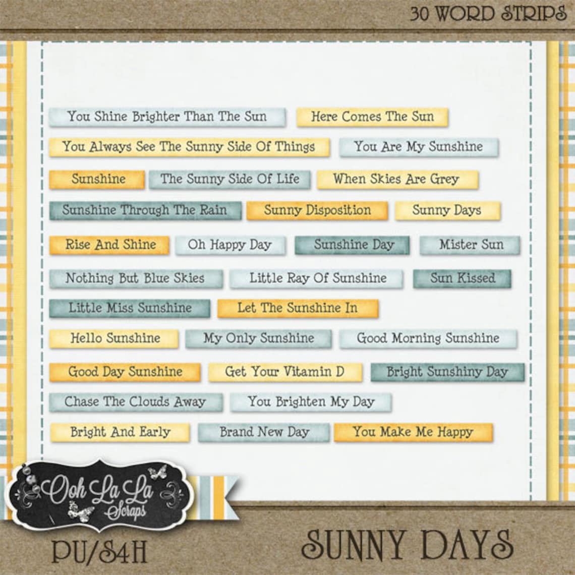Sunny Days Digital Scrapbook Kit Word Strips Digital - Etsy