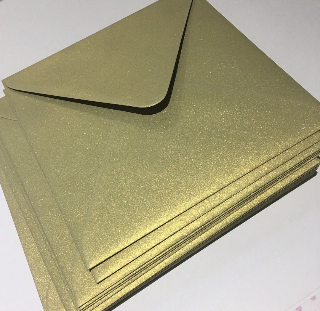 150mm Gold Shimmer Square Metallic Gold Envelopes Wedding Invitation ...