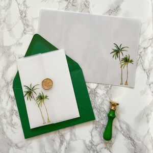 Palm Tree Vellum Wrap, 5x7 Vellum Wedding Invitation, Tropical Beach ...