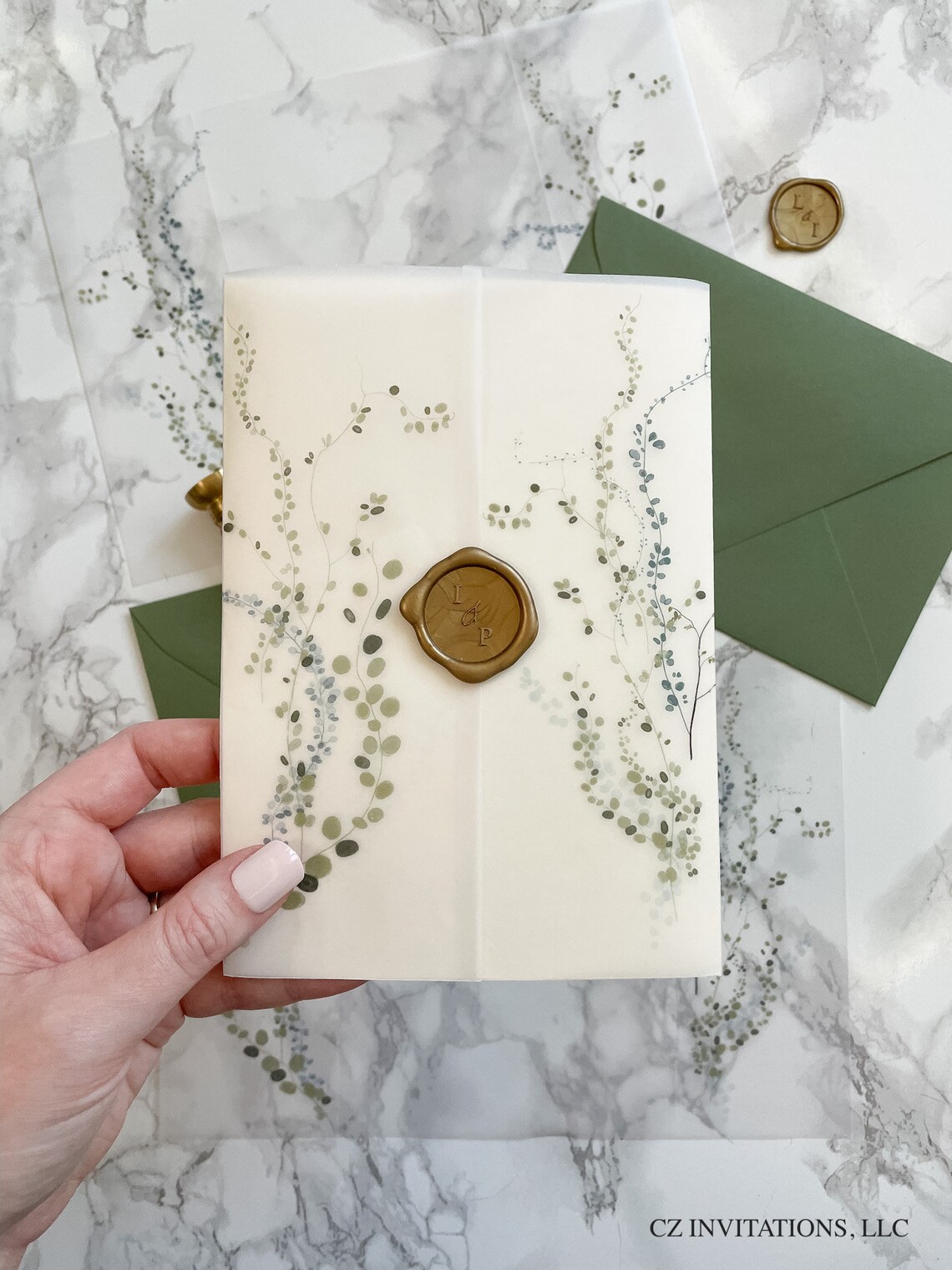 Ivy Vellum Wrap, 5x7 Vellum Wedding Invitation, Rustic Vellum Jacket ...