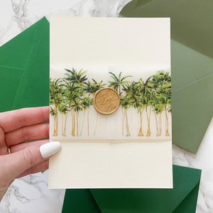 Palm Tree Vellum Belly Band, 3" Vellum for 5x7 Wedding, Destination ...