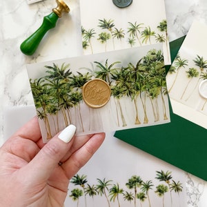 Palm Tree Vellum Belly Band, 3" Vellum for 5x7 Wedding, Destination ...