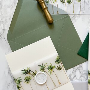 Palm Tree Vellum Belly Band, 3" Vellum for 5x7 Wedding, Destination ...